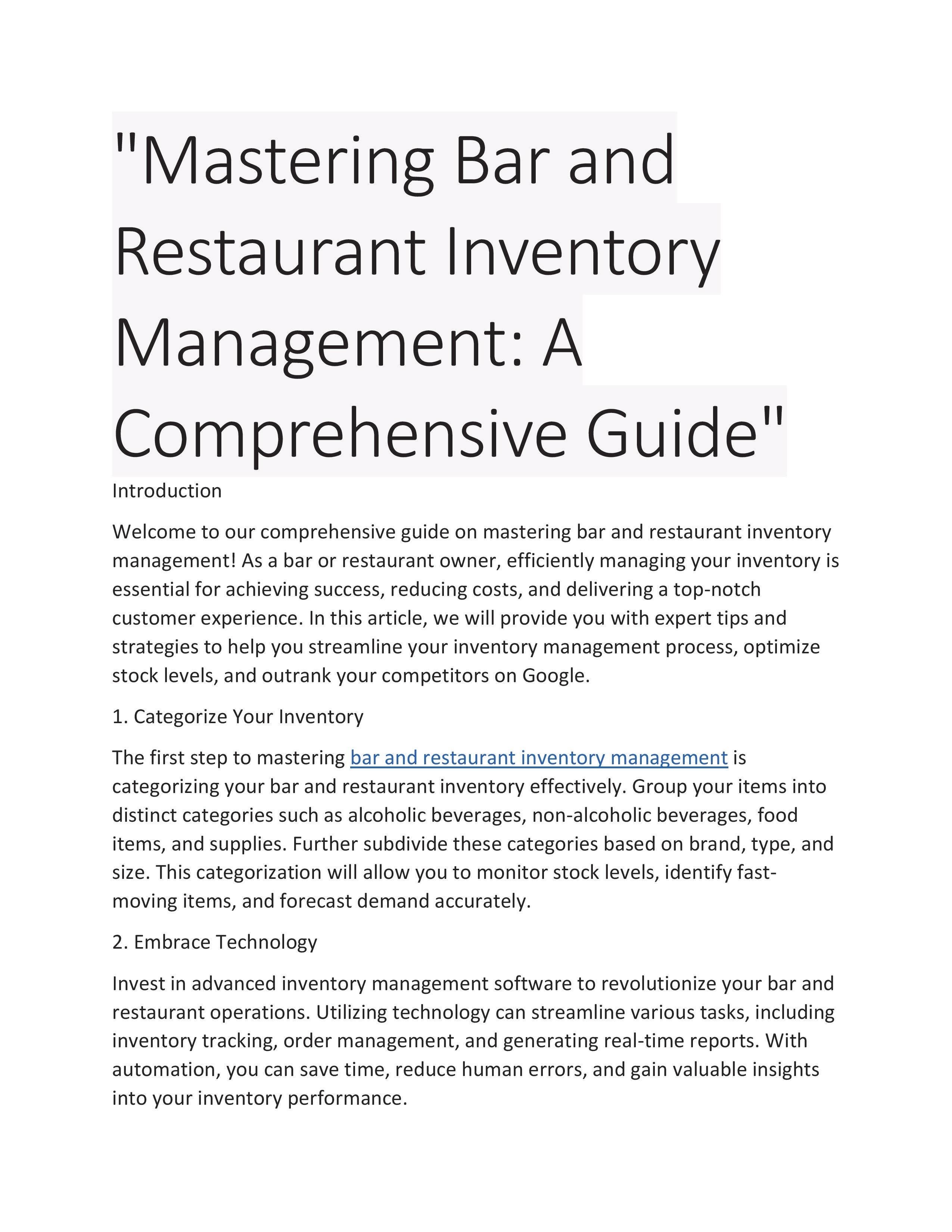 The Complete Guide to a Streamlined and Efficient Restaurant Inventory ...